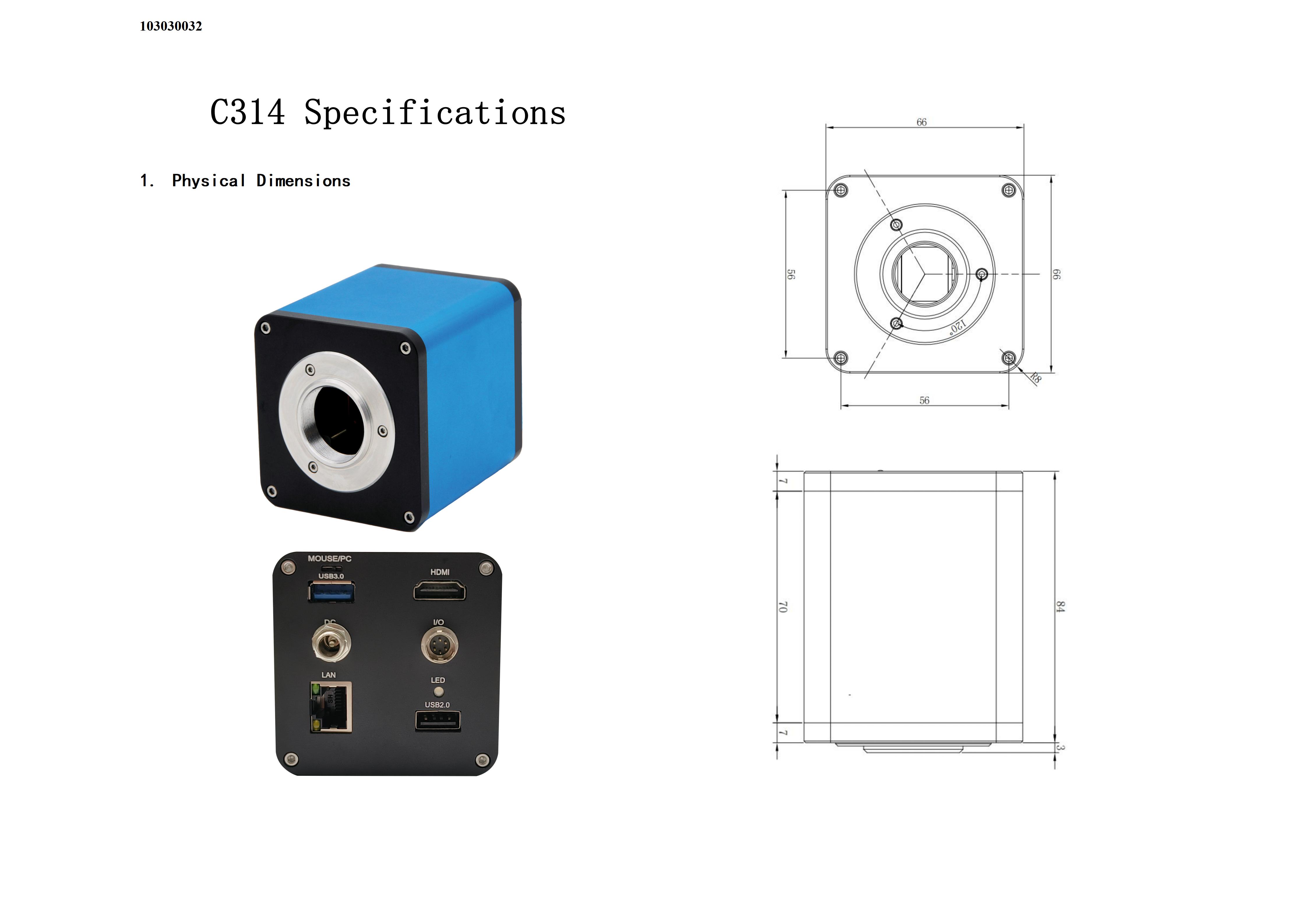C314,Multi-output Autofocus Industrial Ultra HD Camera,1/1.7",HDMI 4K ...