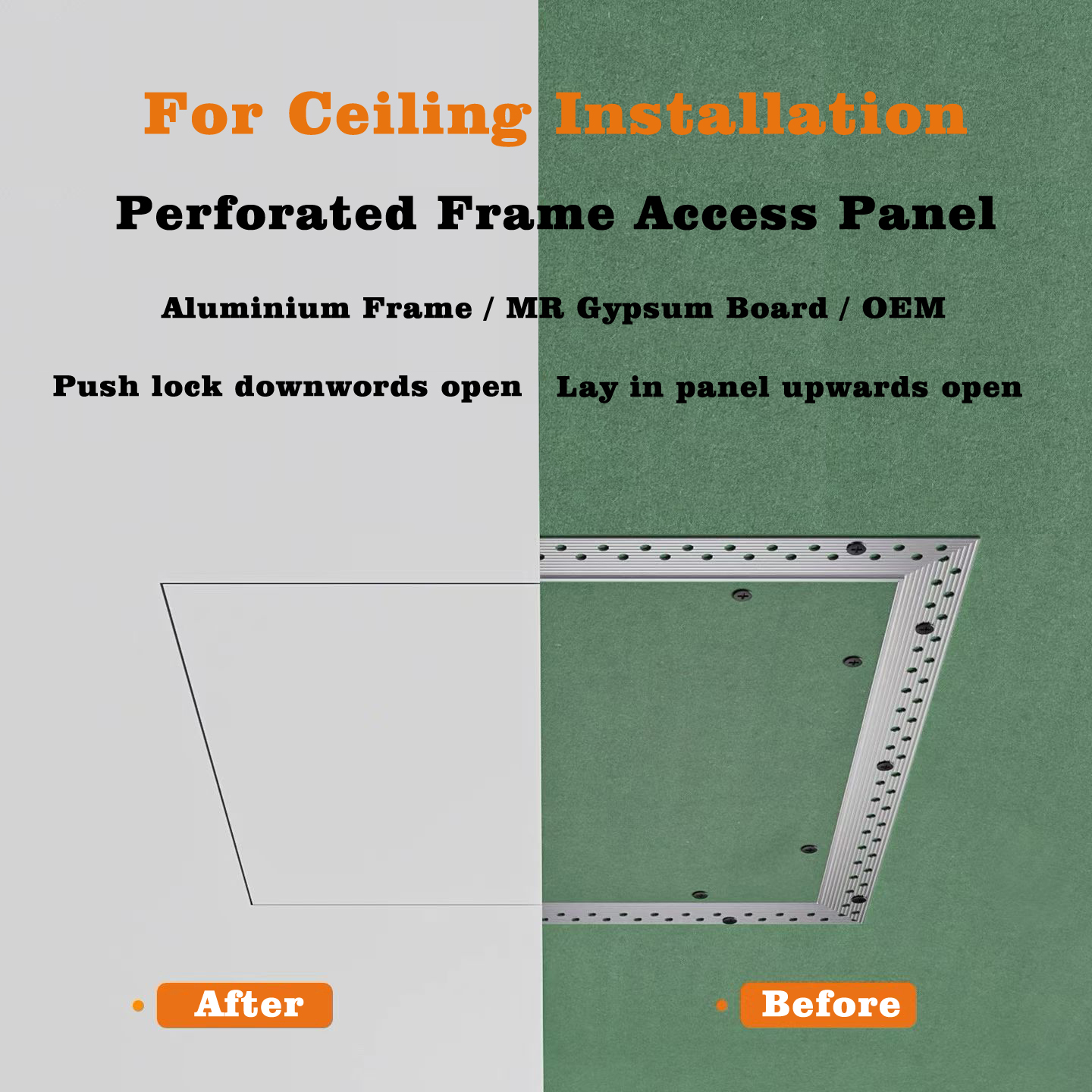 Aluminium access panel with perforated frame for ceiling install push ...