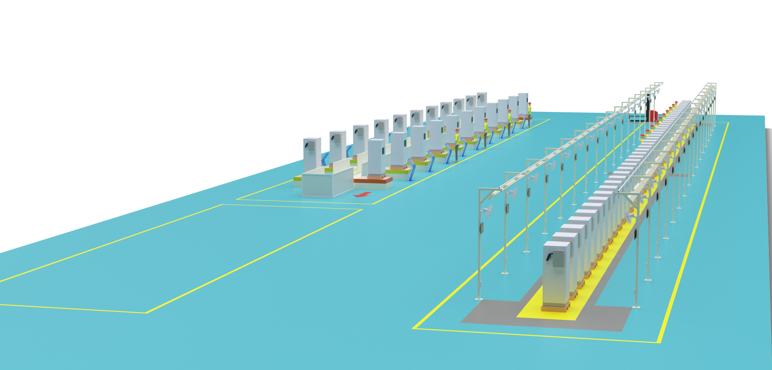 A production line system for the assembly and testing of DC charging piles