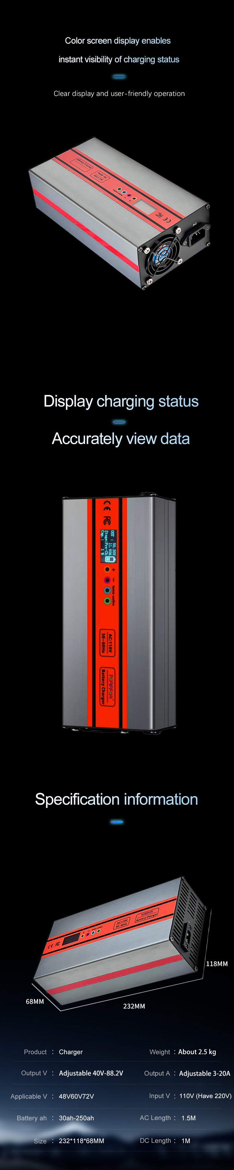 110V Adjustable 40V-88.2V 1-20A Voltage Current Regulation Lithium ...