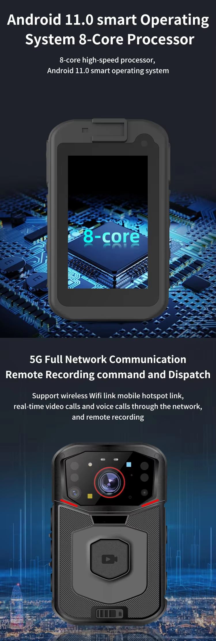 Mini 5G Body Worn Security Camera with 4K Video 3.1'' Touch Screen ...