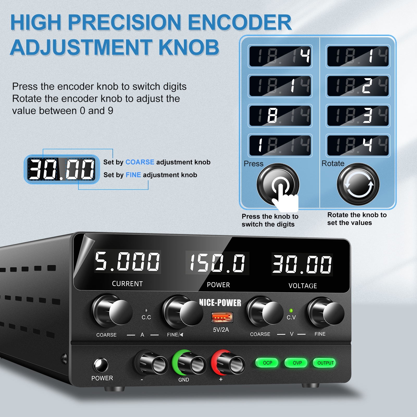 NICE-POWER SPPS-H305 30V 5A Horizontal Upgrade DC Power Supply OCP OVP ...