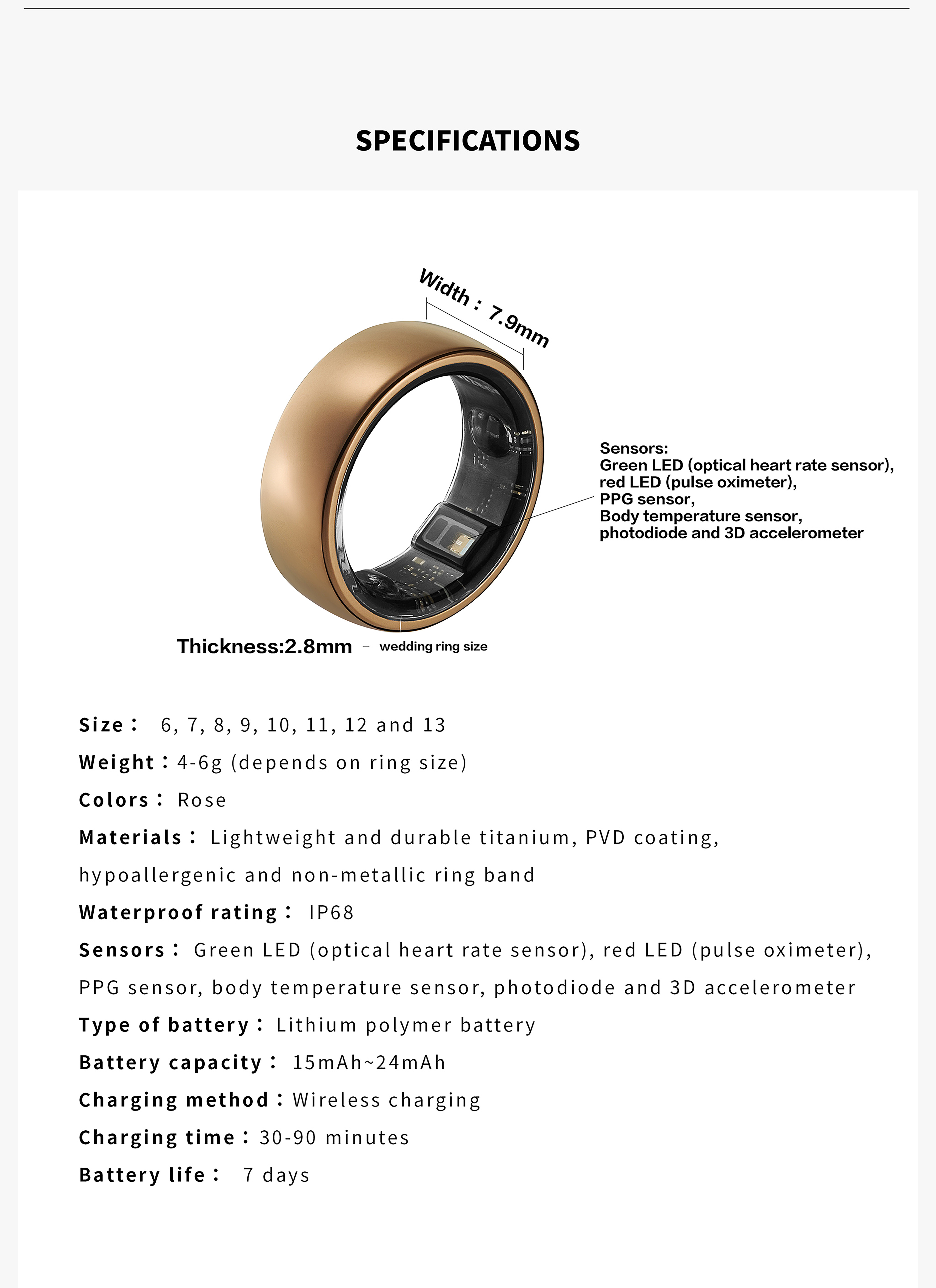 JKLY smart ring, Rose Gold-Shanghai JKLY Trading Co., Ltd